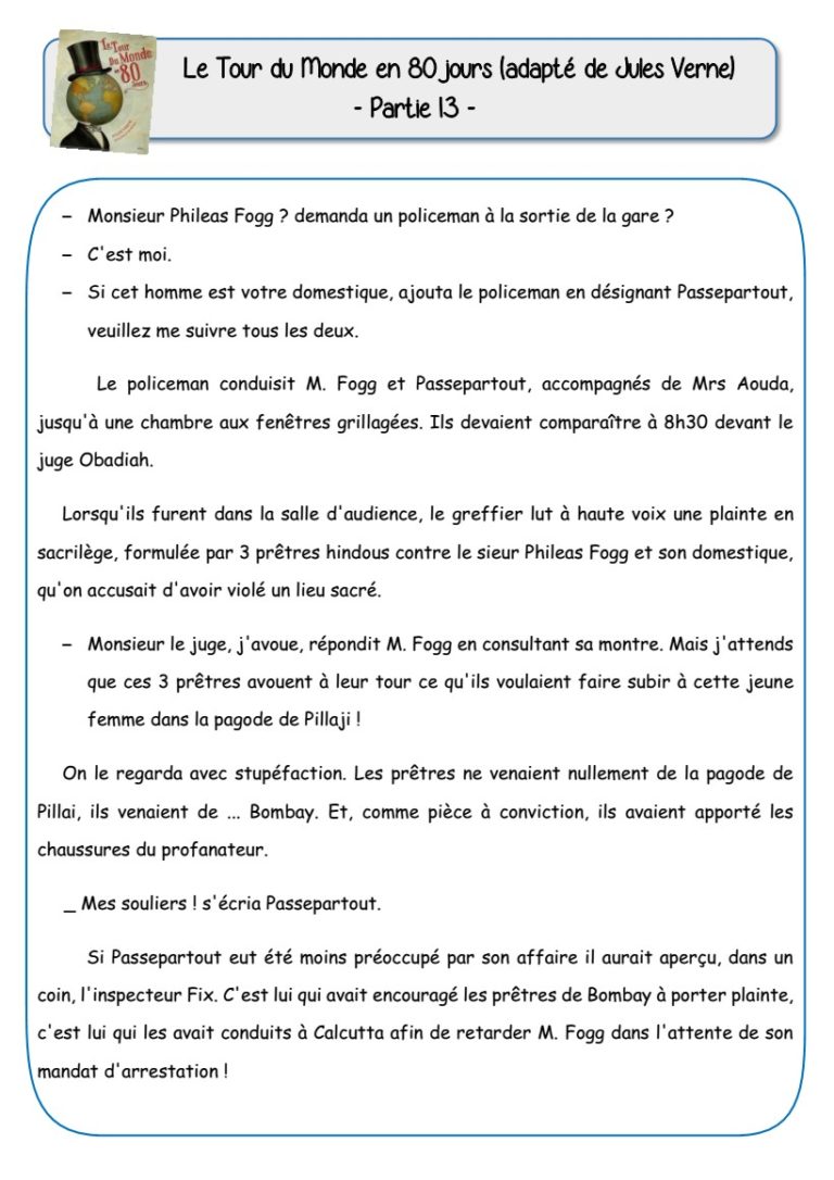 Le Tour du Monde en 80 jours - Jules Verne - RPI St-Poix Laubrières