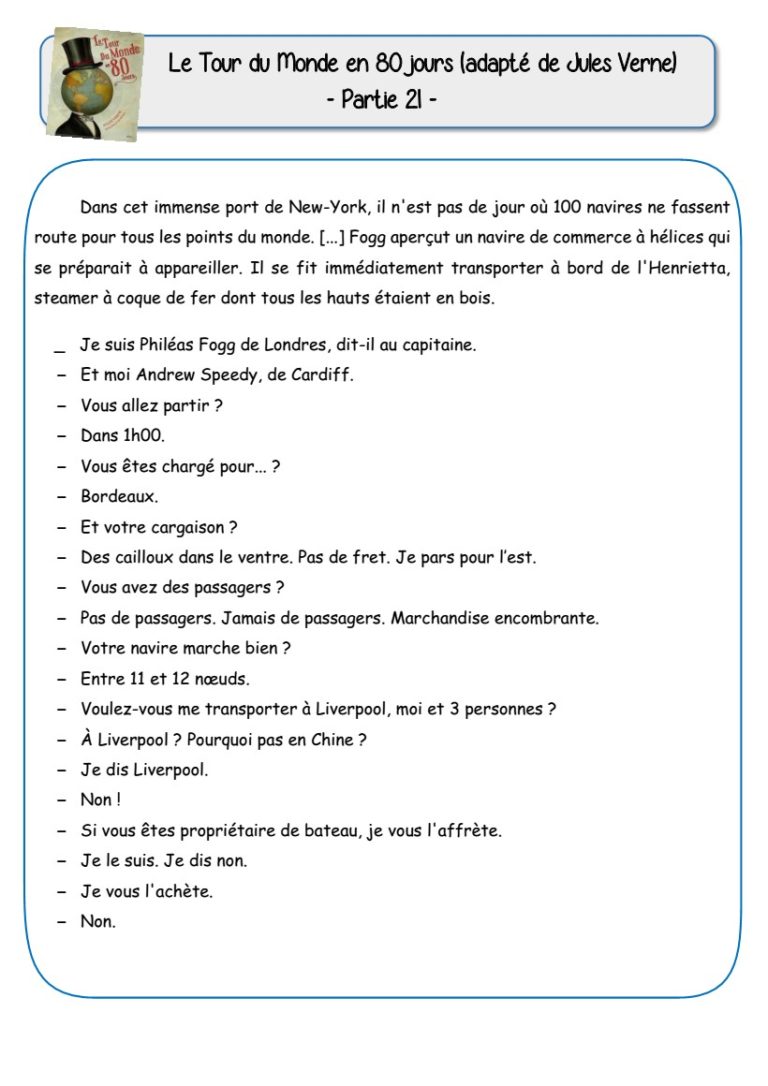 Le Tour du Monde en 80 jours - Jules Verne - RPI St-Poix Laubrières